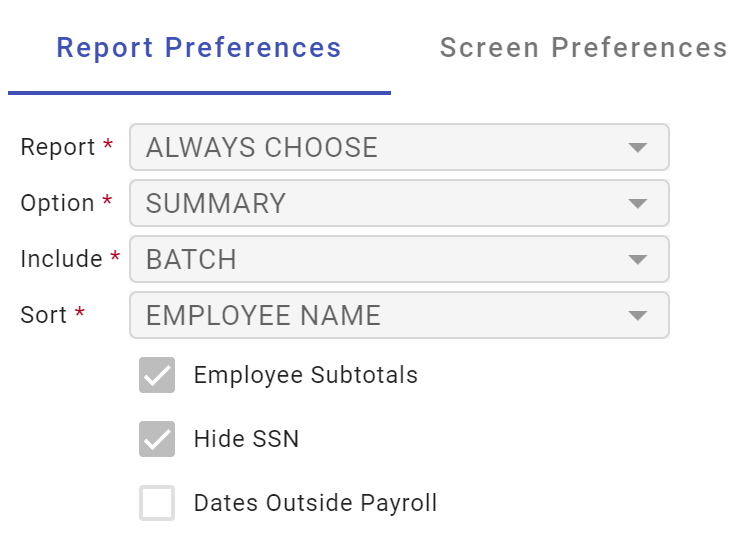 Time Entry Report Options time-entry-report-options